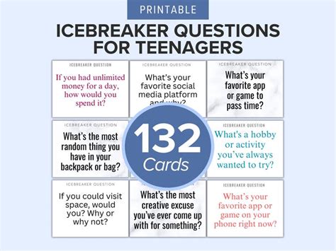 132 Icebreakers And Conversation Starters For Teenagers Printable