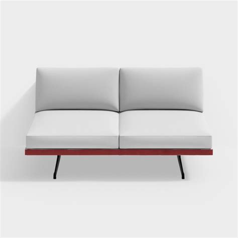 Modular Two Seater Sofa 3d Model White Free