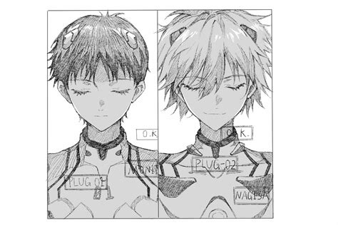 Ikari Shinji And Nagisa Kaworu Neon Genesis Evangelion Drawn By Wan