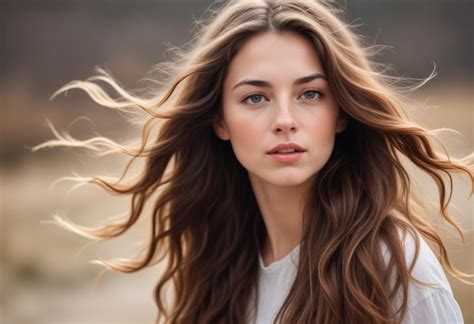 Premium Photo A Closeup Portrait Of A Young Woman With Long Wavy