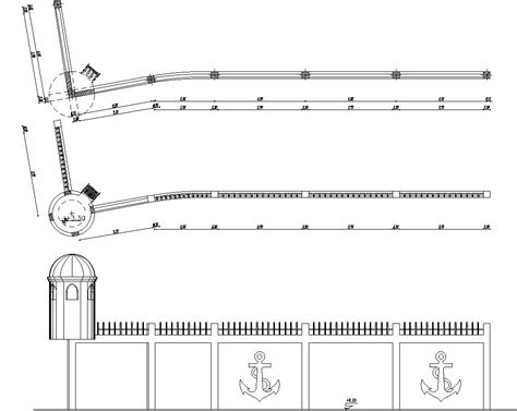 Boundary Wall Elevation And Section Drawing In Detail Autocad 2d Design Cad File Dwg File