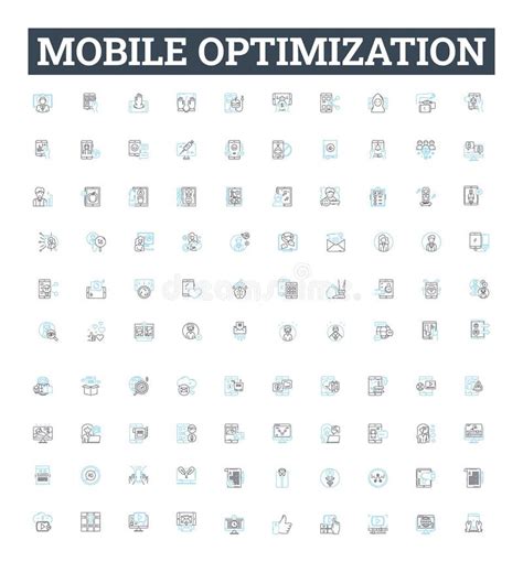 mobile optimization vector line icons set mobile optimization