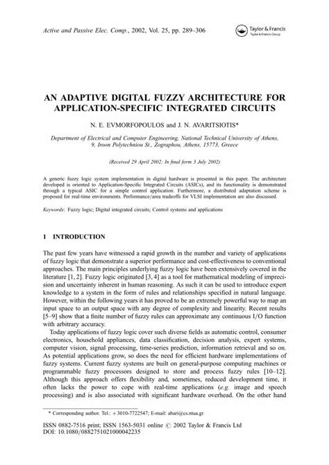 Pdf An Adaptive Digital Fuzzy Architecture For … Journals Apec 2002