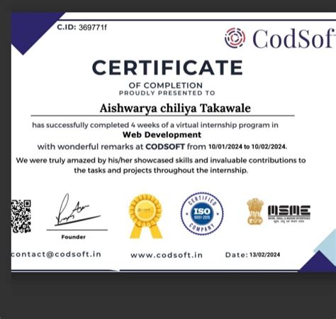 Aishwarya Takawale On Linkedin Codesoft