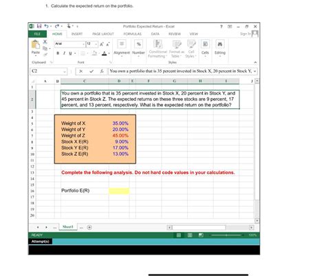 Solved 1 Calculate The Expected Return On The Portfolio Xd