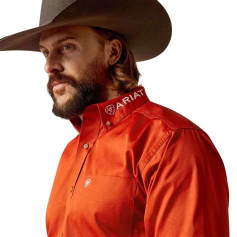 Ariat Mens Team Logo Dark Orange Shirt Stylish Western Quality