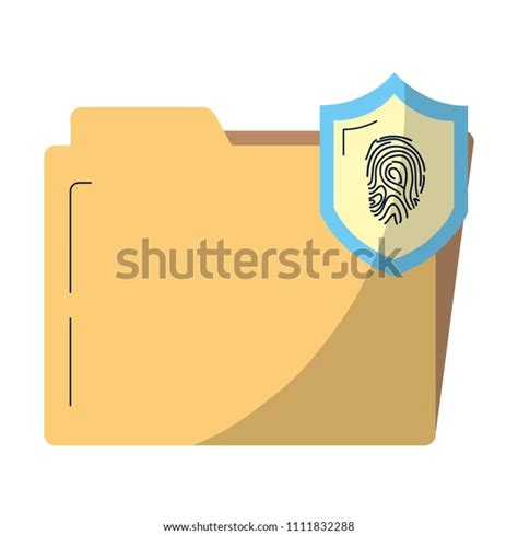 Folder File Tactile Fingerprint Inside Shield Stock Vector Royalty Free 1111832288 Shutterstock