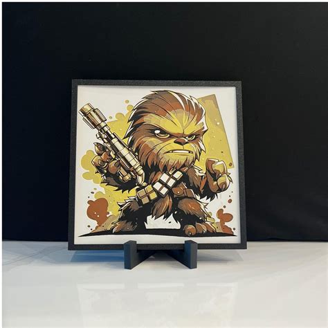 Chewbacca Chibi Style Star Wars Inspired Hueforge 3d Printed Art