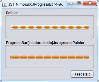 JProgressBarのNimbusLookAndFeelにおける不確定状態アニメーションを変更する Java Swing Tips