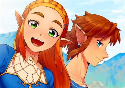 Link And Princess Zelda The Legend Of Zelda And More Drawn By Rv Gvdn Danbooru