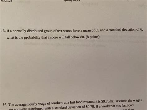 Solved If A Normally Distributed Group Of Test Scores Have A
