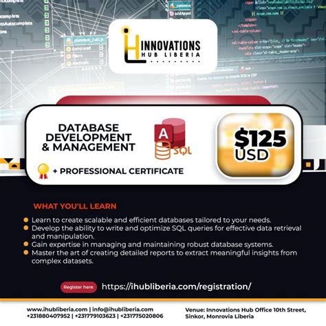 Innovations Hub Liberia On Linkedin Ihubliberia Databasemanagement Sql Dataanalytics