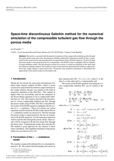 Pdf Space Time Discontinuous Galerkin Method For The Numerical Simulation Of The Compressible