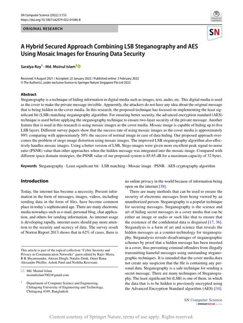 A Hybrid Secured Approach Combining Lsb Steganography And Aes Using
