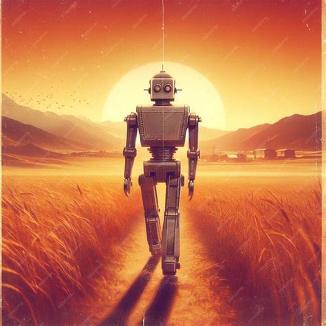 Premium Ai Image Robot Land And Sunset Many Robot Sunset Robotic