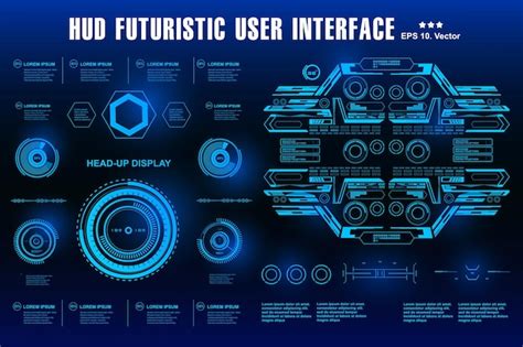 Premium Vector Futuristic Blue Virtual Graphic Touch User Interface Hud Dashboard Display