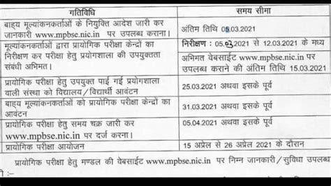 MPBSE MP Board Practical Exam 2021 Mp Board Class 9 10 And 11 12 Practical Exam Dates Released