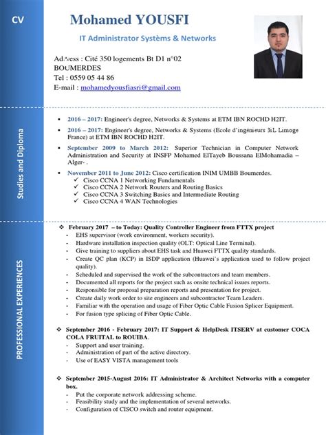 Cv Yousfi Mohamed English Pdf Pdf Local Area Network Computer Network