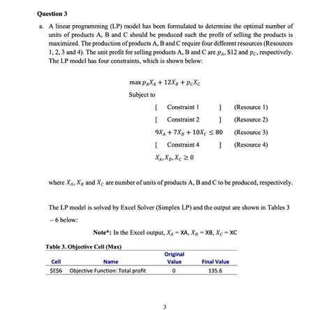 Question A A Linear Programming LP Model Has Chegg