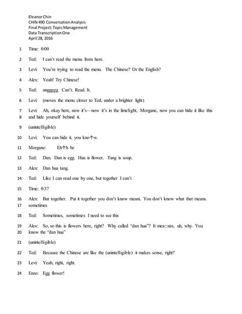 Conversation Analysis Final Data Transcription Pdf