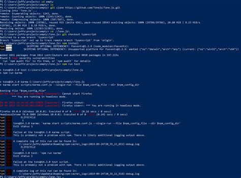 Error When Running Tests On A Clean Clone On The Typescript Branch