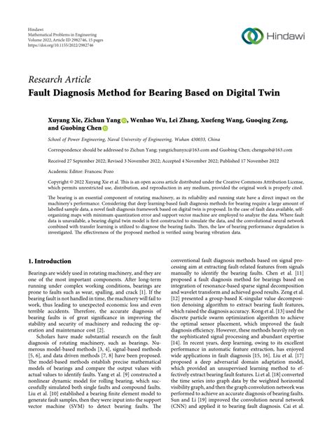 Pdf Fault Diagnosis Method For Bearing Based On Digital Twin