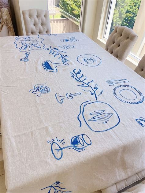 100 Linen Tablecloths Etsy Brasil Embroidered Signature Tablecloth