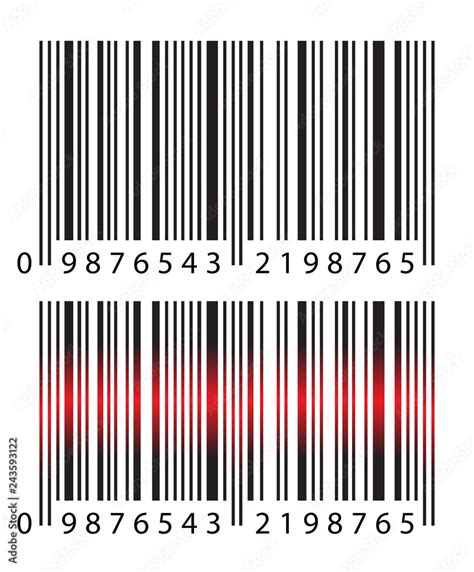 Modern Realistic Simple Barcode And Barcode With Red Laser Light On White