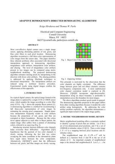 Adaptive Homogeneity Directed Demosaicing Citeseerx
