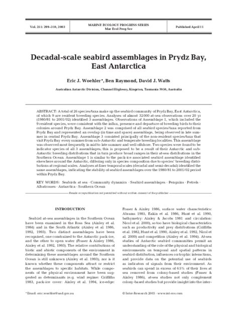 Pdf Decadal Scale Seabird Assemblages In Prydz Bay East Antarctica
