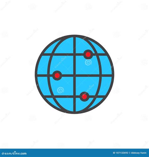 Global Network Connections Filled Outline Icon Stock Vector Illustration Of Mark Pointer