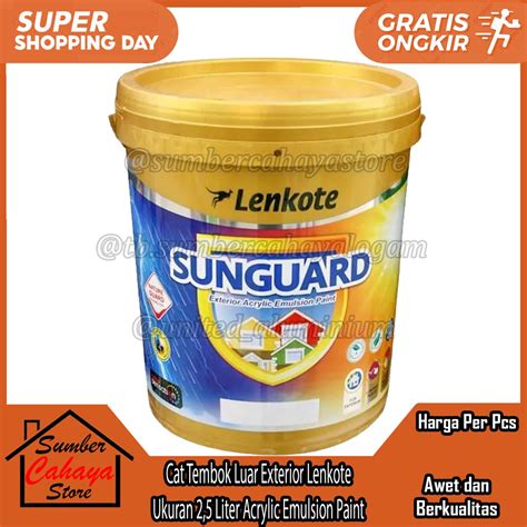 Jual Cat Tembok Luar Exterior SUNGUARD Lenkote Ukuran Liter Acrylic Emulsion Paint Catt