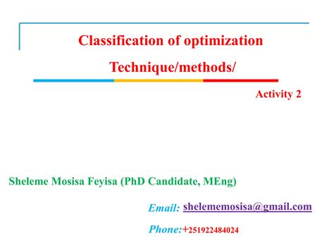 Classification Of Optimization Techniques Pdf