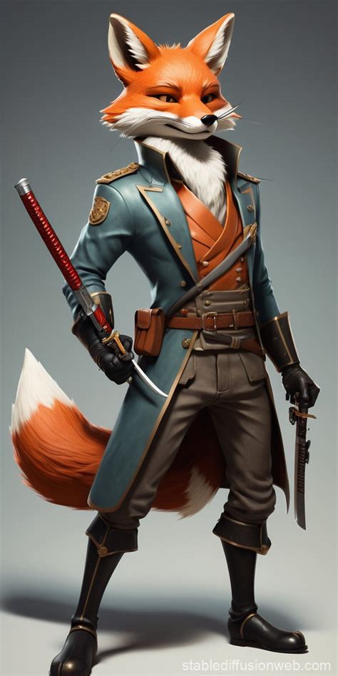 Anthropomorphic Fox With Katana And Revolver Stable Diffusion Online