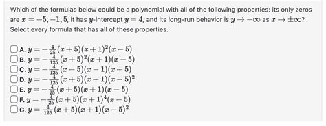 Solved Which Of The Formulas Below Could Be A Polynomial Chegg Com