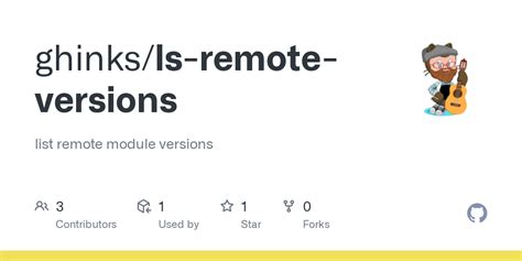 GitHub Ghinks Ls Remote Versions List Remote Module Versions