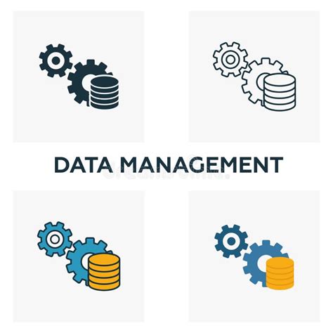 Data Management Icon Set Four Elements In Diferent Styles From Industry 40 Icons Collection