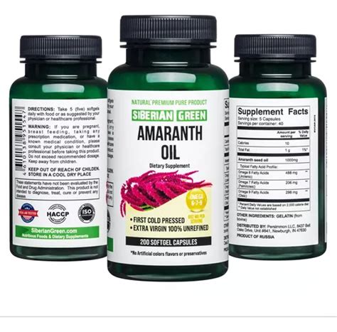 Cápsulas De Aceite De Semilla De Amaranto Verde Siberiano Cuotas Sin