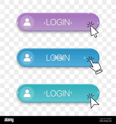Login Button Icon Collection With Different Clicking Hand Cursor Stock Vector Image And Art Alamy