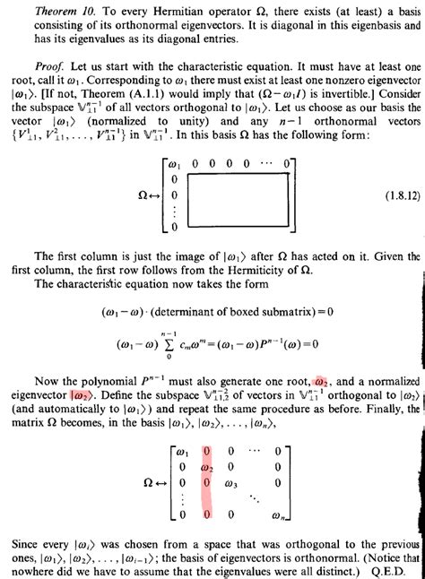 Linear Algebra Understanding A Proof That A Hermitian Matrix Has An