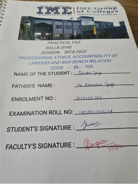Professional Ethics Practical File Ballb Studocu