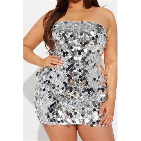 Silver Sequin Mini Dress 2x The Curvy Rental Boutique