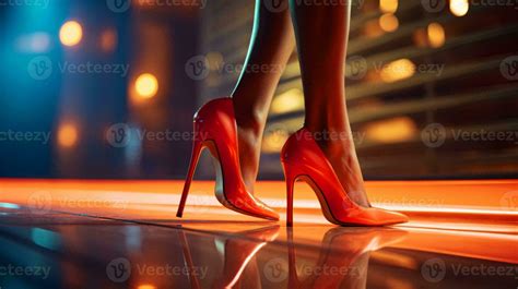 A Womans Legs Wearing Stylish High Heels Ai Generated 31223853 Stock