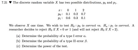 Solved 721The Discrete Random Variable X Has Two Possible Chegg Com