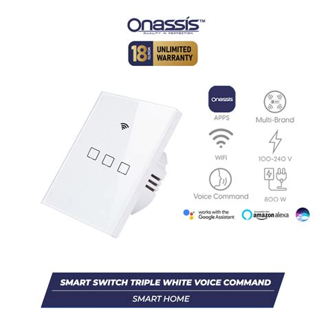 Onassis Smart Switch Triple White Voice Command Lazada Indonesia