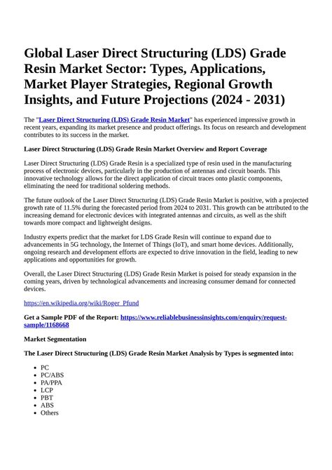 Reportprime Global Laser Direct Structuring Lds Grade Resin Market Sector Types