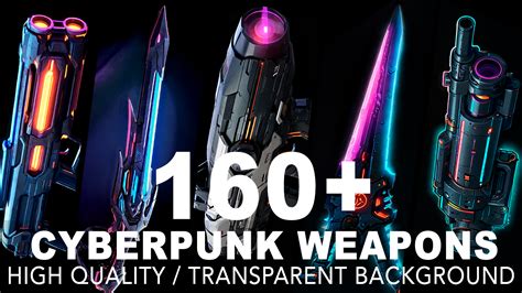 160 Cyberpunk Weapons Icons Fab