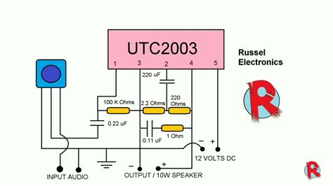 Tda2003 Audio Amplifier Circuit Utc2003 Ic Amplifier Tda2003 Audio Amplifier Circuit Diagram