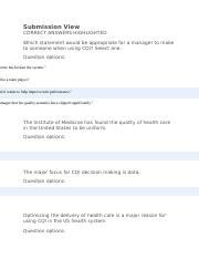IHP QUIZ Docx Submission View CORRECT ANSWERS HIGHLIGHTED Which