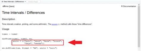 Difftime In R 3 Examples Time Difference In Days Seconds Weeks